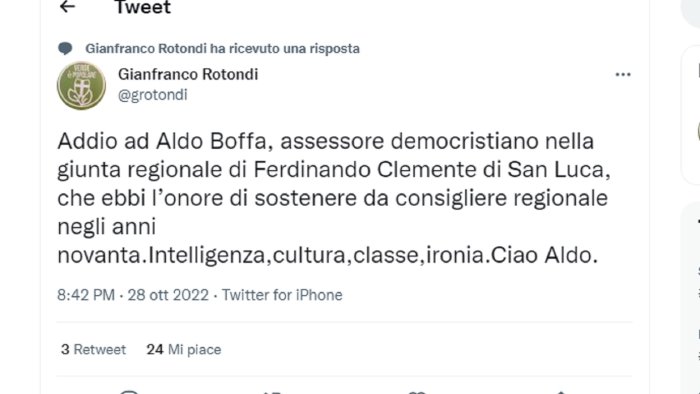 La scomparsa di Aldo Boffa: fu assessore regionale, il ricordo di ...
